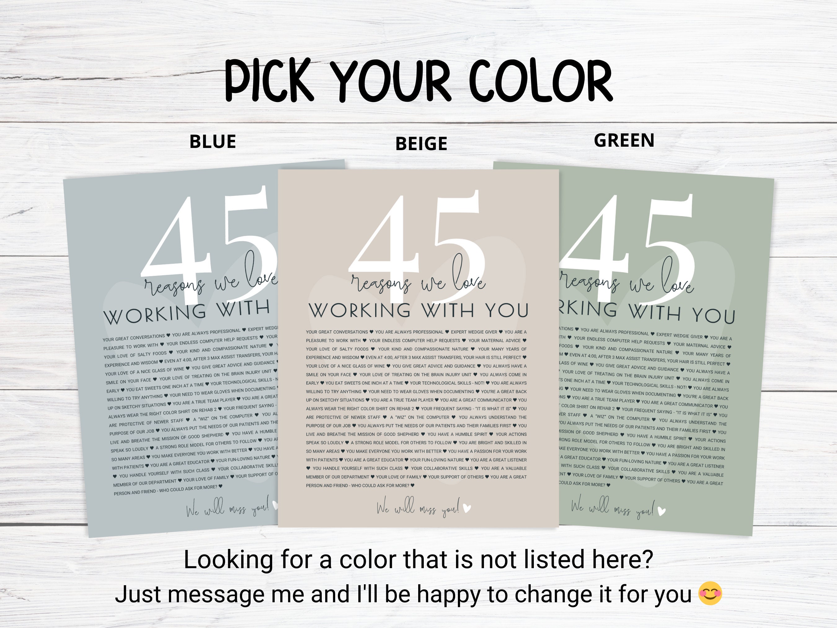 Reasons We Love Working With You: Personalized Retirement Gift for ...