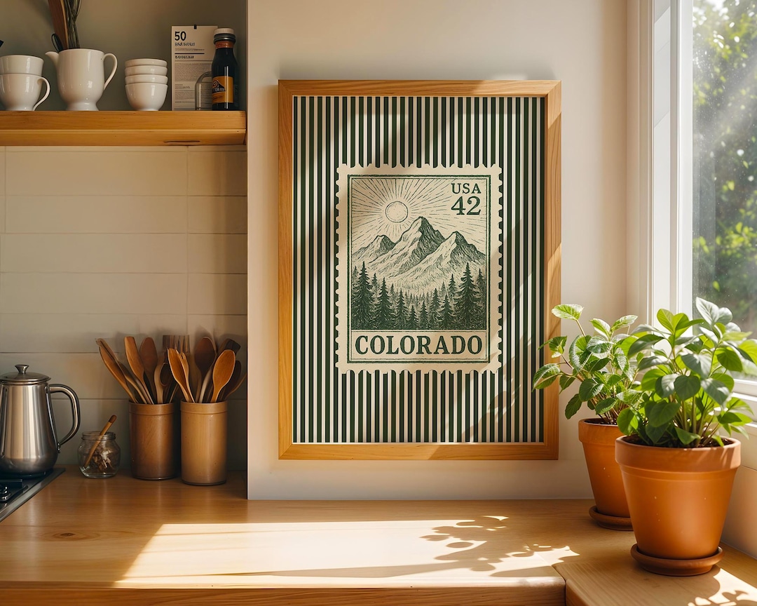 Colorado Postage Stamp Poster: Vintage Aesthetic Apartment Decor ...