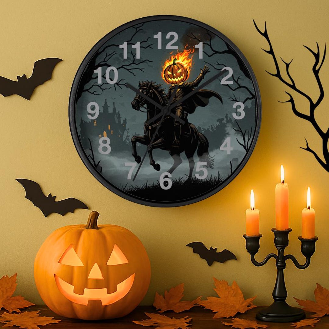Spooky Halloween Wall Clock, Pumpkin Decor, Haunted House Art, Unique ...