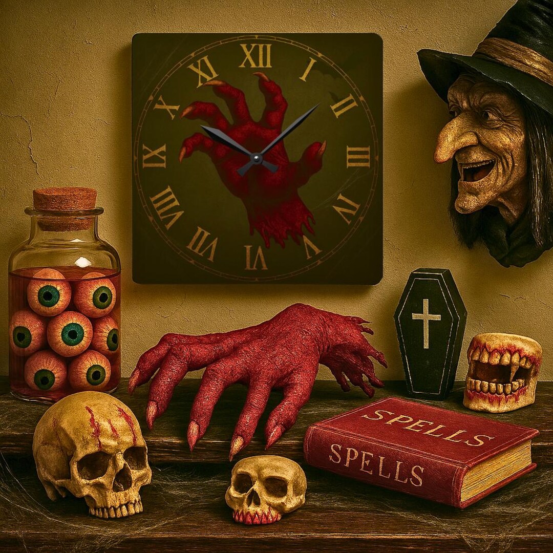 Acrylic Hand Wall Clock Creepy Halloween Decor, Bloody 3D Hand Art ...
