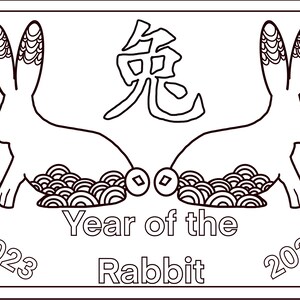 Set of 3 Coloring Pages- Chinese New Year, Year of the Rabbit, Lunar ...