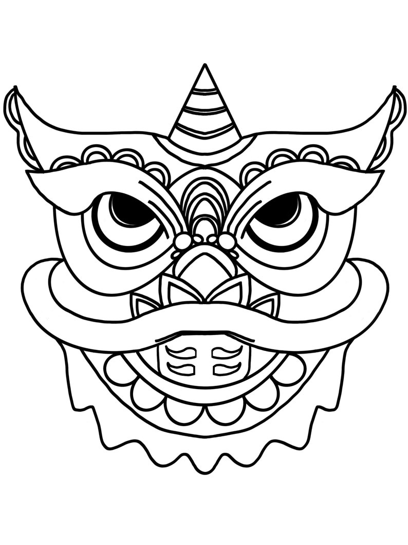 Set of 3 Coloring Pages, Print at Home, DIY, Chinese Lions - Etsy
