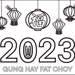 Set of 3 Coloring Pages- Chinese New Year, Year of the Rabbit, Lunar ...