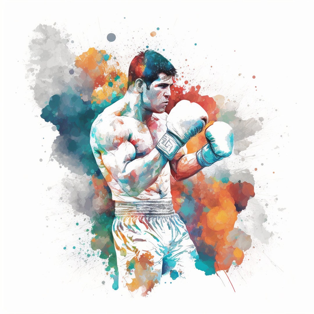 Boxer Watercolor Print Man Father Son Wall Art Decor Office Art Sport ...