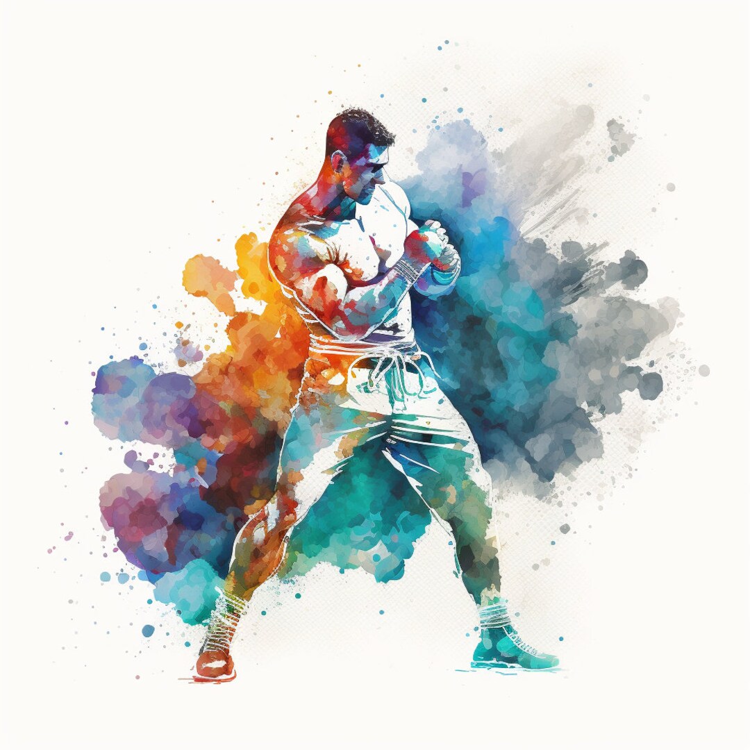Boxer Watercolor Print Man Father Son Wall Art Decor Office Art Sport ...