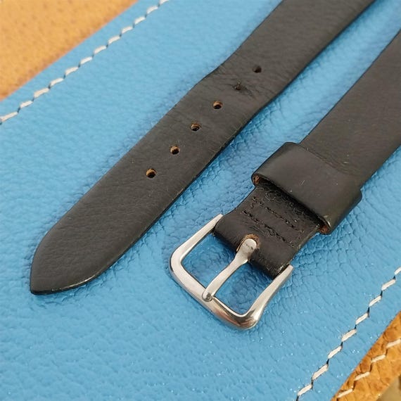 17mm Hamilton 1960s Black Calf & Stainless Logo Buckl… - Gem