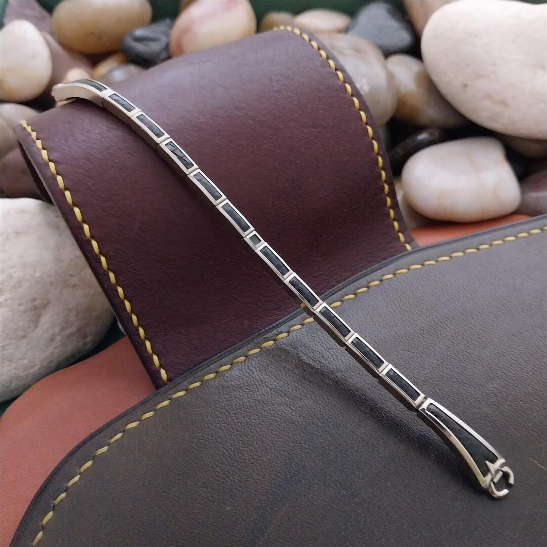 1957 Speidel Lizard Links MCM White Gold-fill & Black Unused Vintage ...