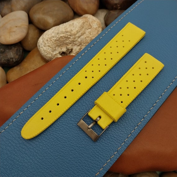 18mm Swiss SUB Dive Yellow Strap Skindiver nos 1960s … - Gem