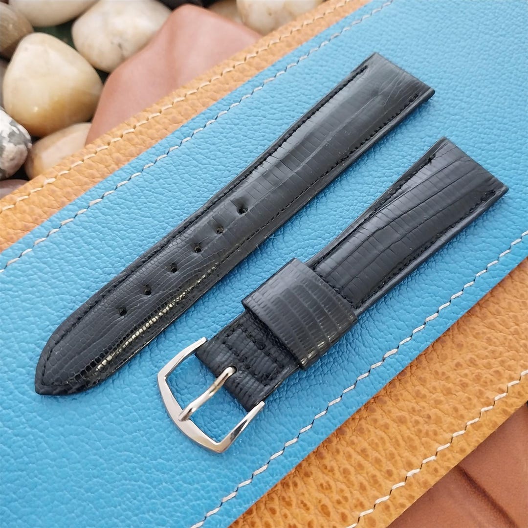 19mm Mormac USA Black Lizard Tapered Single-keeper Nos 1960s Vintage ...