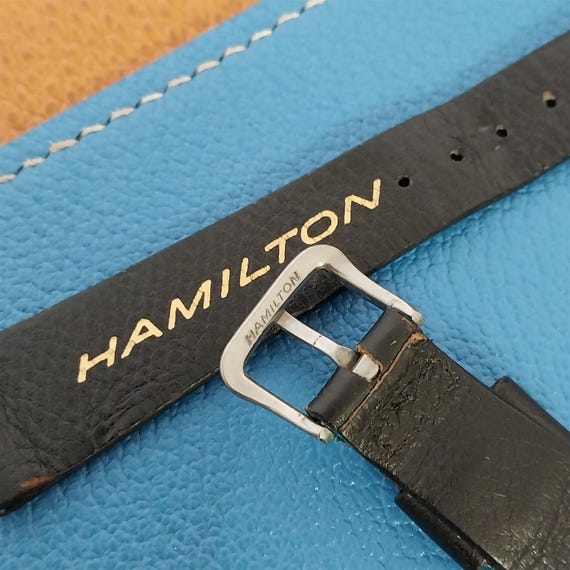 17mm Hamilton 1960s Black Calf & Stainless Logo Buckl… - Gem