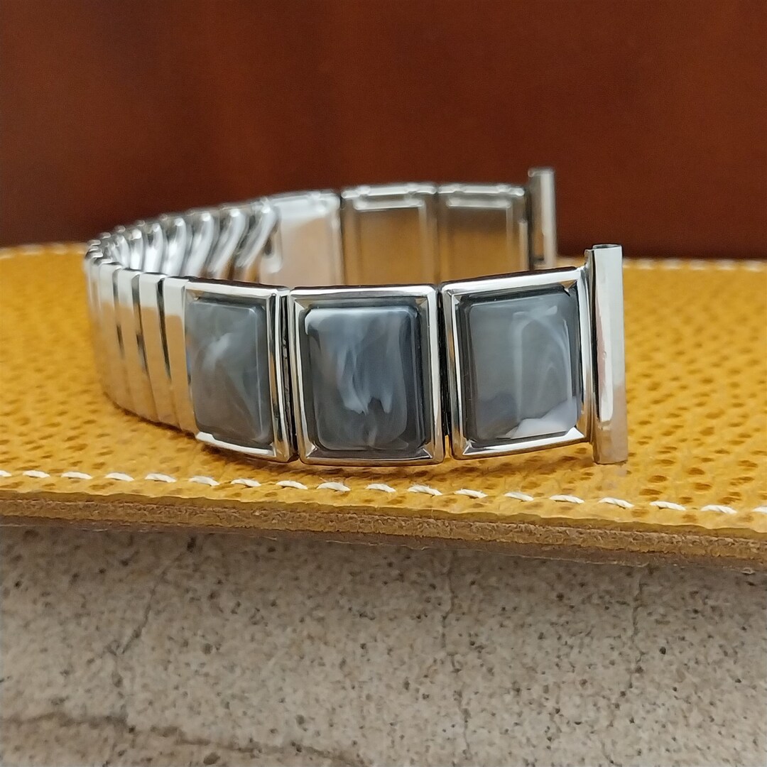 1950s Foster Stainless & Gray Swirl Plastic Inserts Nos Vintage Watch ...
