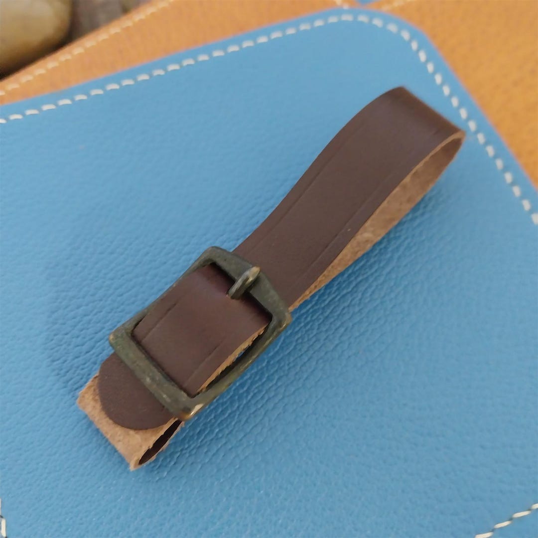 English Bridle Leather Vintage Pocket Watch Fob Strap With Antique ...