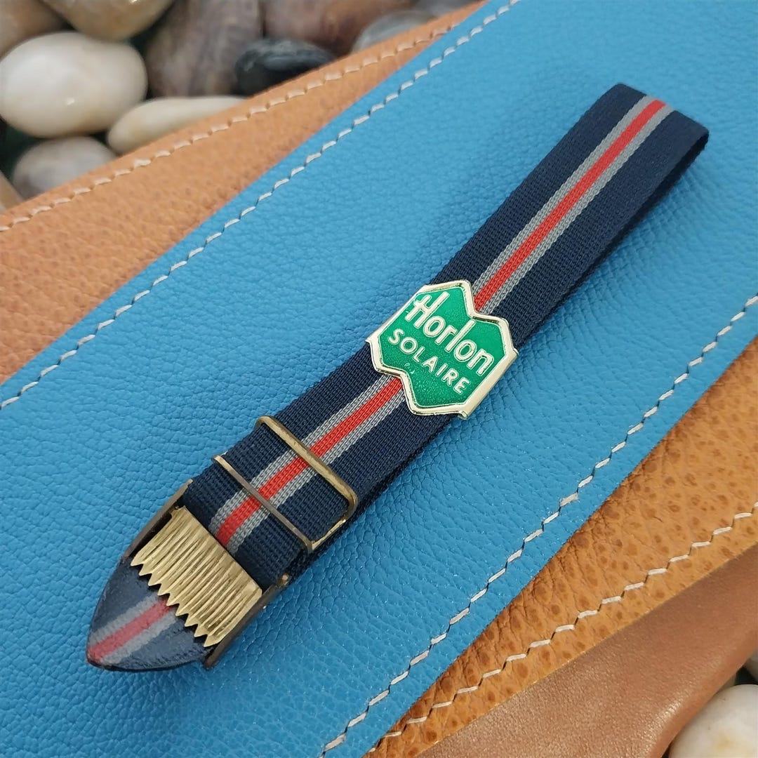 Vintage 16mm Striped Perlon Classic Single Pass Unused Nos 1960s Watch ...