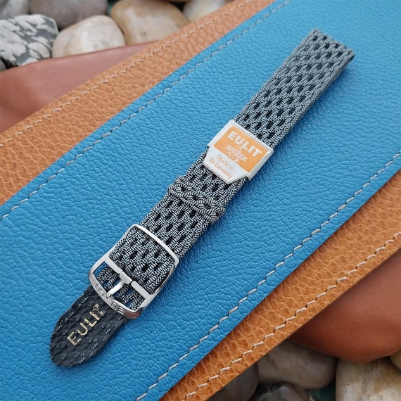 Eulit Perlon Mesh Gray 16mm Air-Look Military 1960s U… - Gem