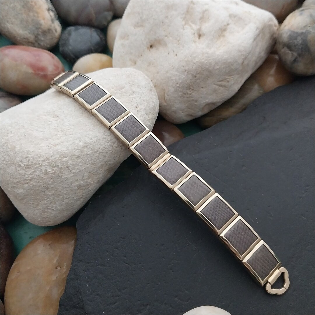 MCM 10k Gold-filled & Gray Speidel Lizard Links Unused Vintage Watch ...