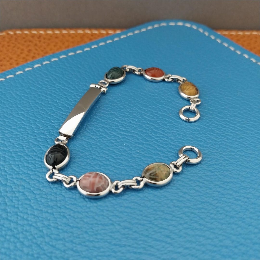 Vintage Kestenmade Ladies Carved Scarabs & White Gold-filled 1960s ...