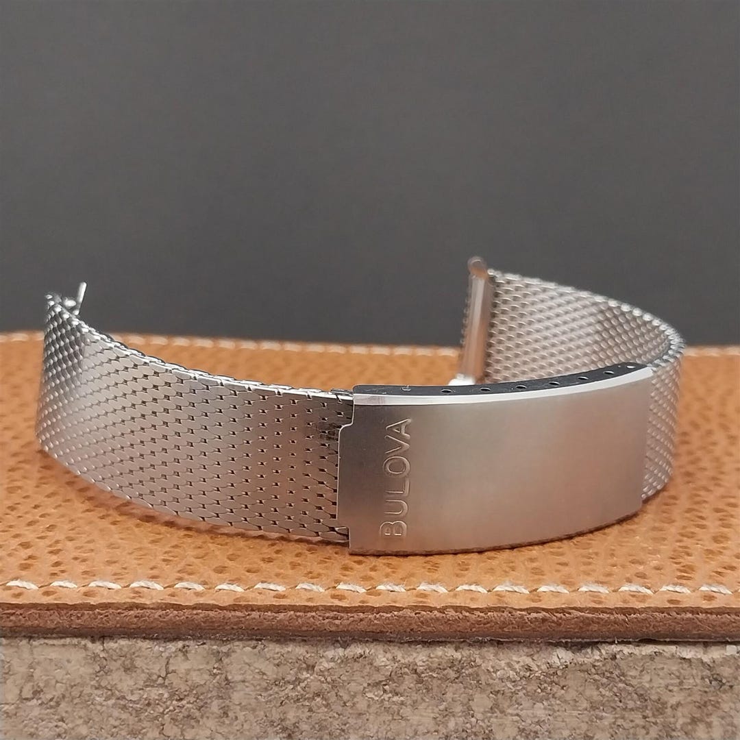 Bulova 17.2mm Stainless Steel Thick Mesh Flat-end Nos Unused Vintage ...