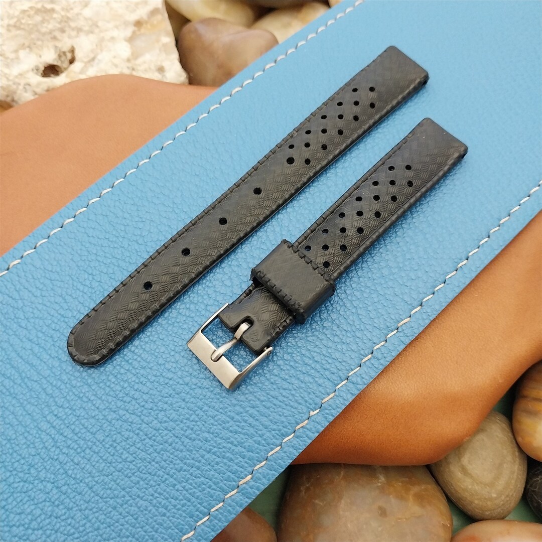 13mm Swiss SUB Dive Black Skindiver Strap Unused 1960s Vintage Watch ...