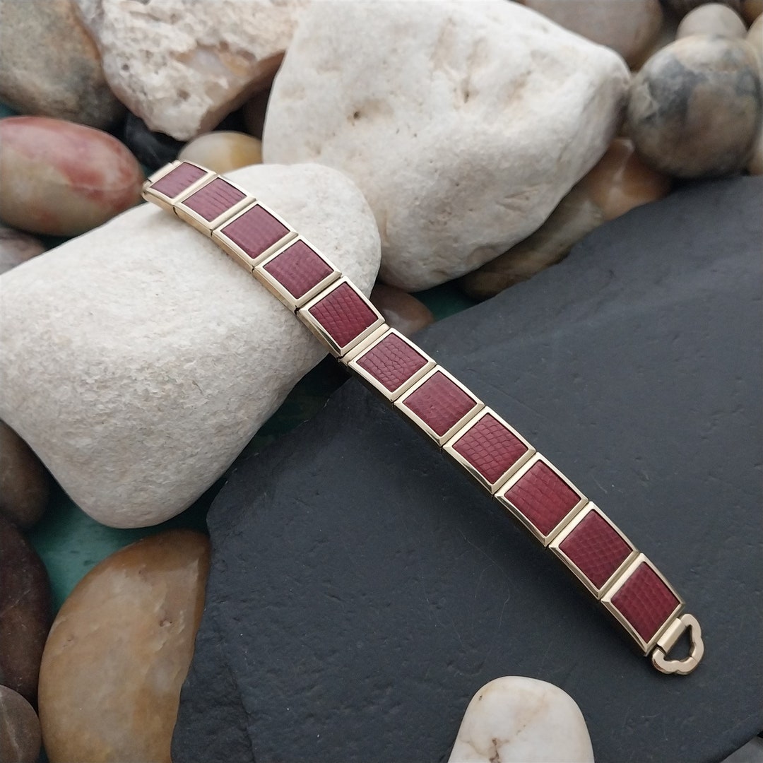 MCM 10k Gold-filled & Red Speidel Lizard Links Unused Vintage Watch ...