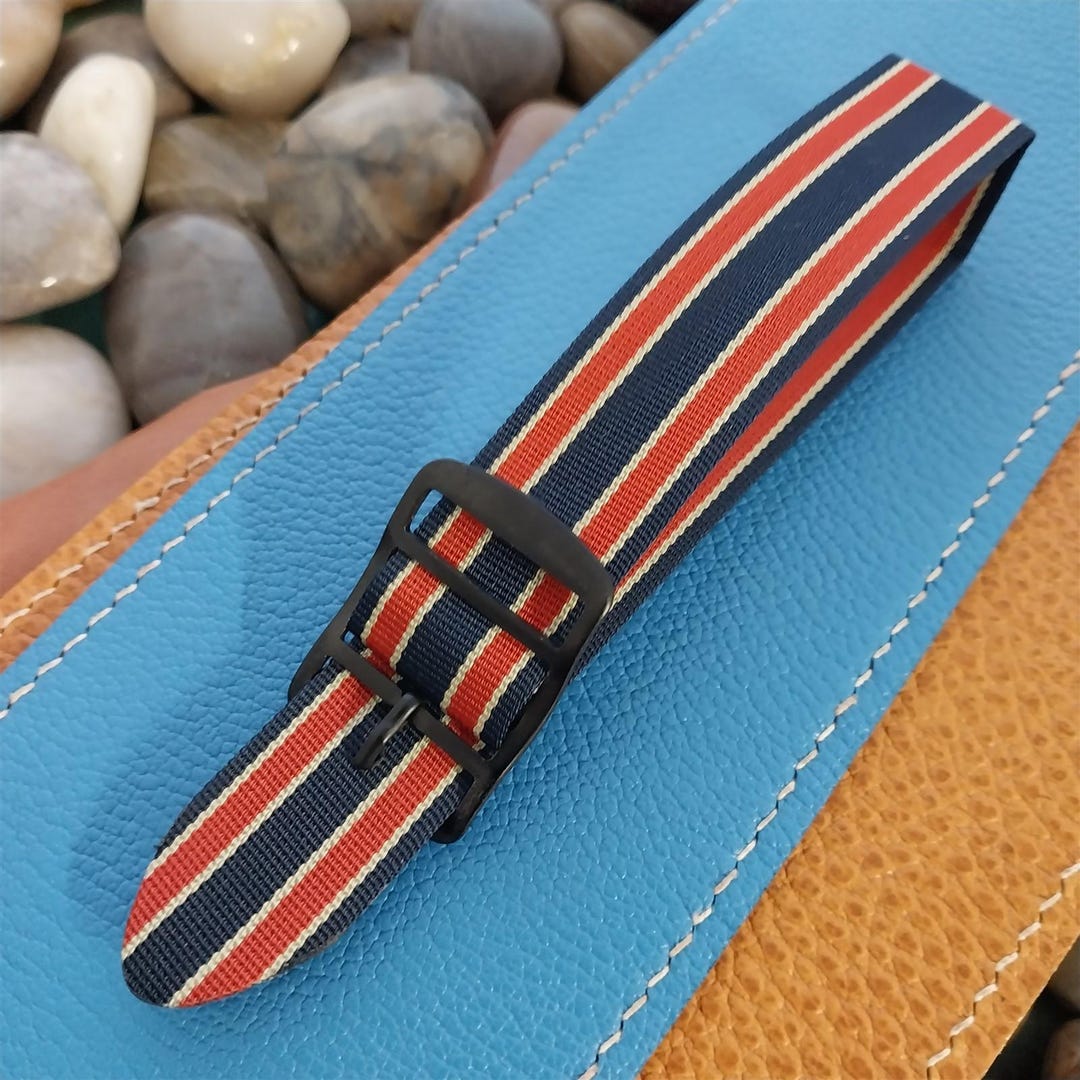 Vintage 20mm Striped Perlon 1960s Classic Single Pass Unused Nos Watch ...