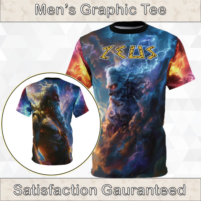 Godly Swagger: Greek God Zeus Double Sided Tee Men's Streetwear ...