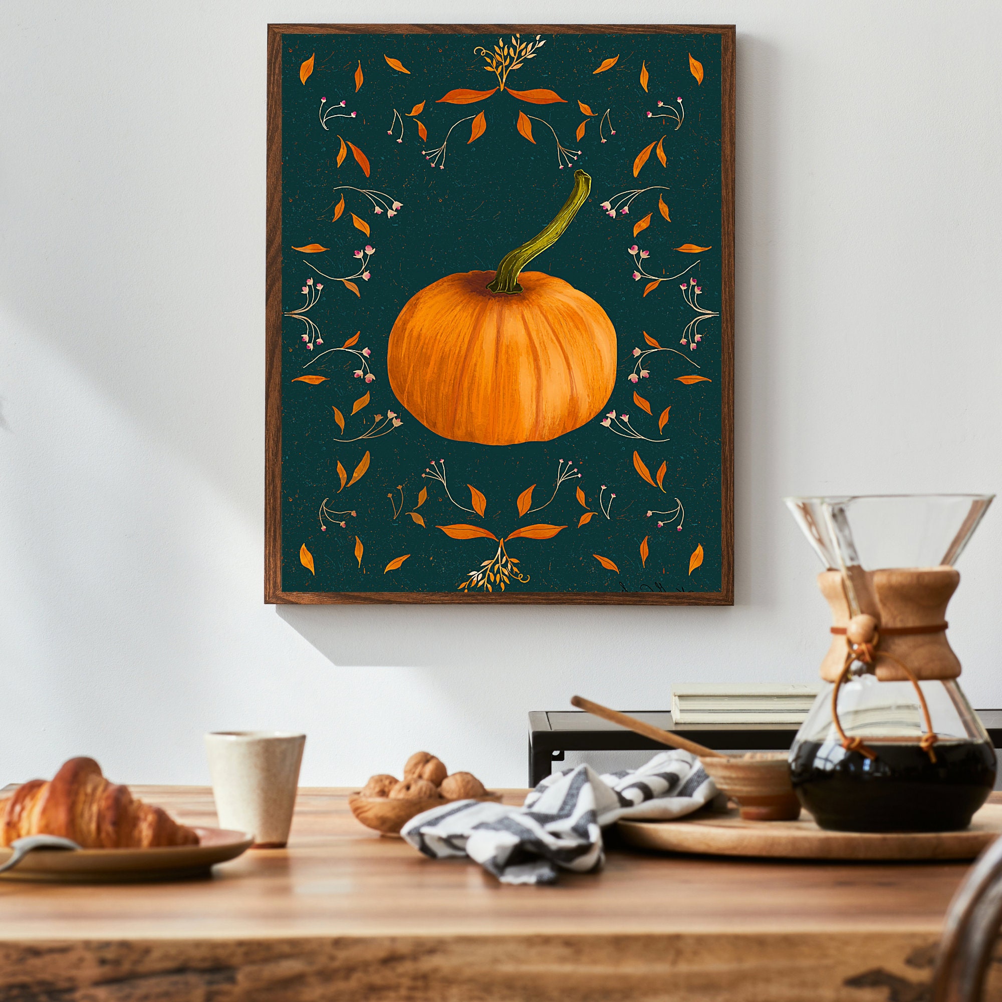 Autumn Pumpkin Vintage Printable Wall Art, Dark Moody Pumpkin Print ...