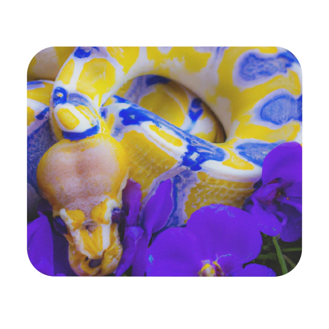 Yellow and Blue Ball Python Snake Mouse Pad rectangle - Etsy