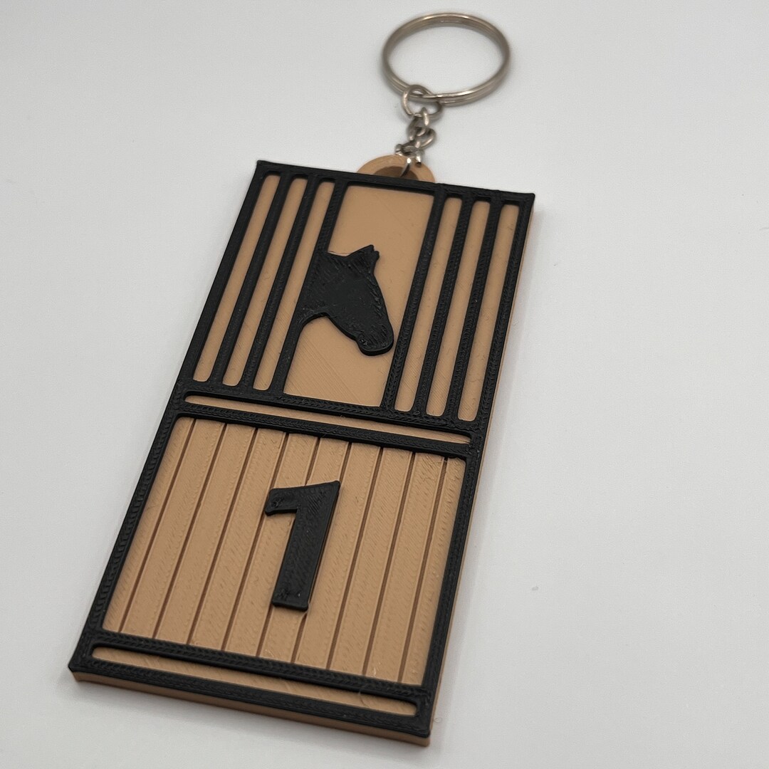 Horse Stable Keychain With Personalized Number, 3D Printed, Equestrian ...