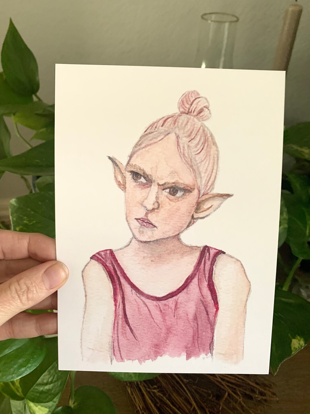 Angry Elf Watercolor Art Print - Etsy