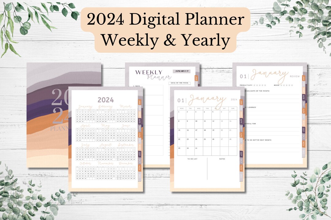 2024 Weekly Planner Digital Printable Weekly Planner Yearly Planner ...
