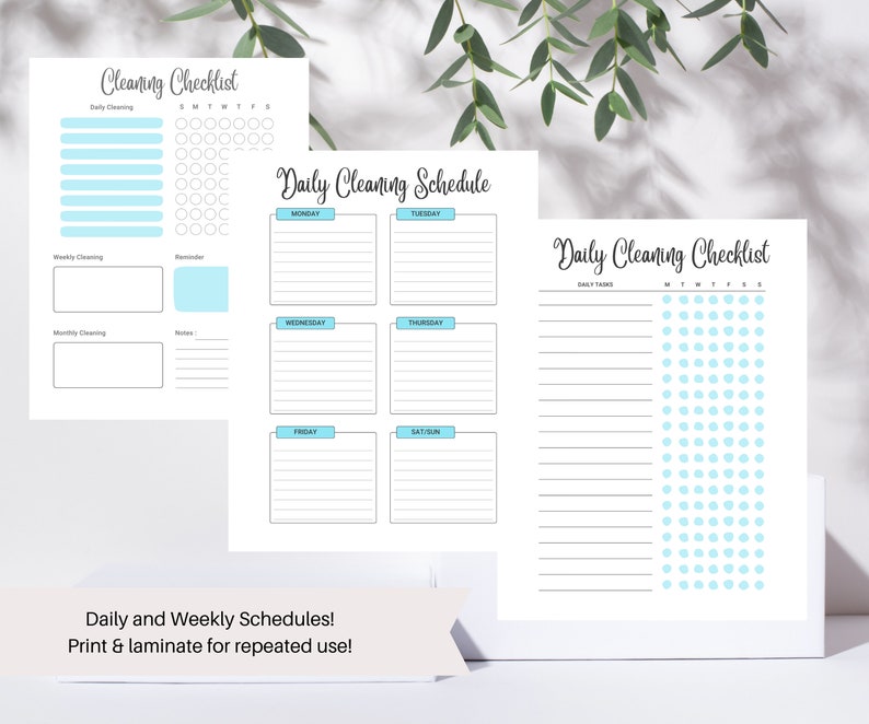Cleaning Checklists Daily and Weekly, Cleaning Checklist Bundle ...