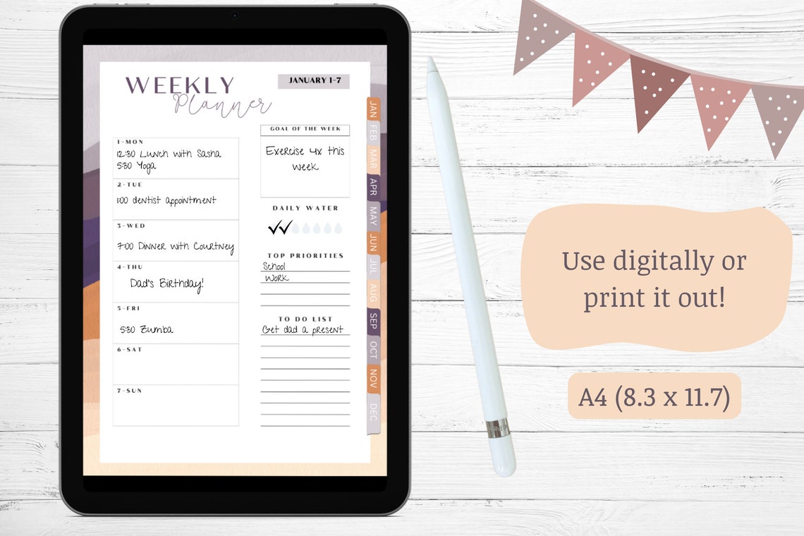 2024 Weekly Planner Digital Printable Weekly Planner Yearly Planner ...