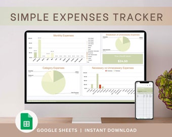 2023 Simple Beginner Expenses Tracker Spreadsheet Spending Tracker ...