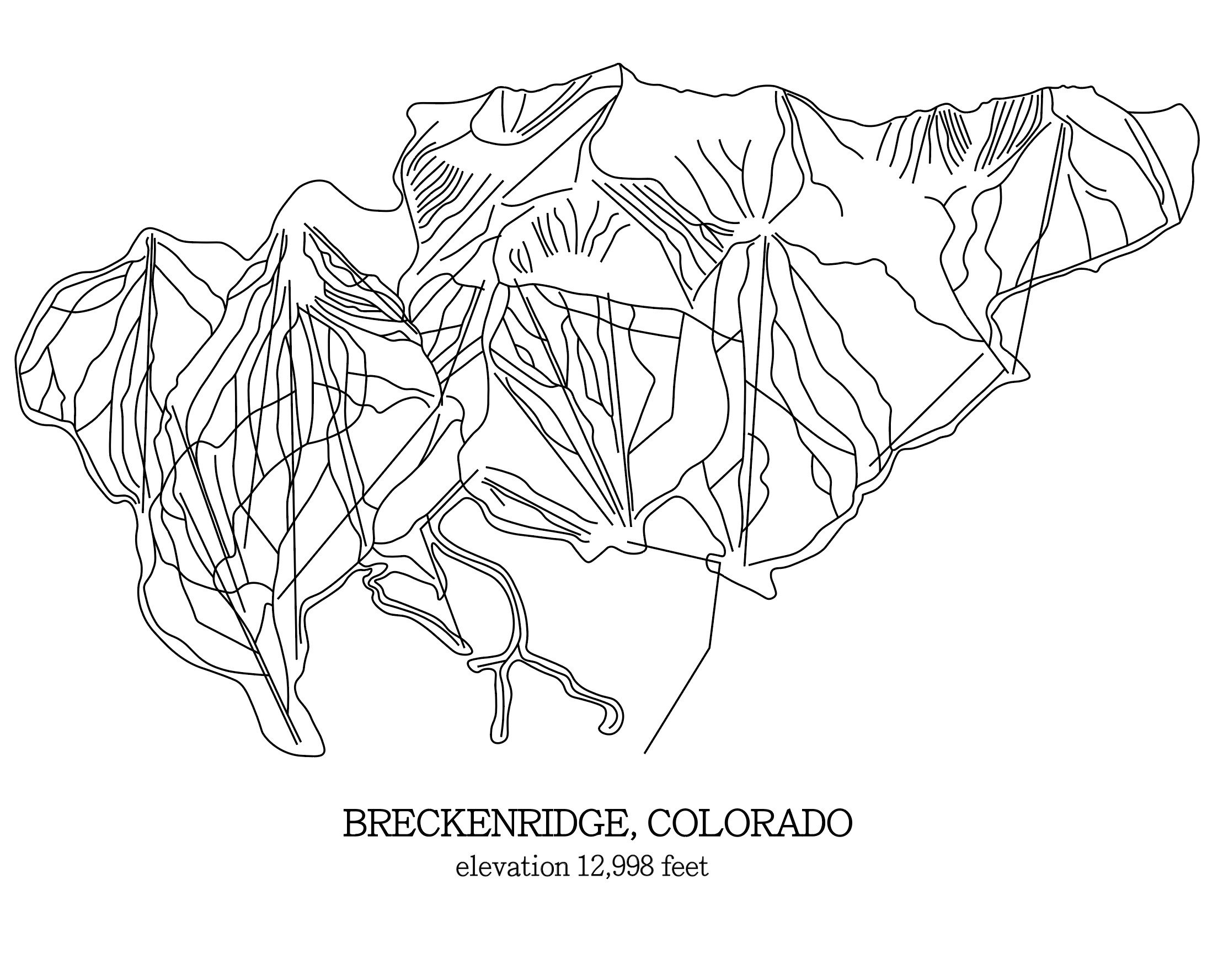 Printable Breckenridge Ski Map | Trail Map | Mountain Artwork | Black ...