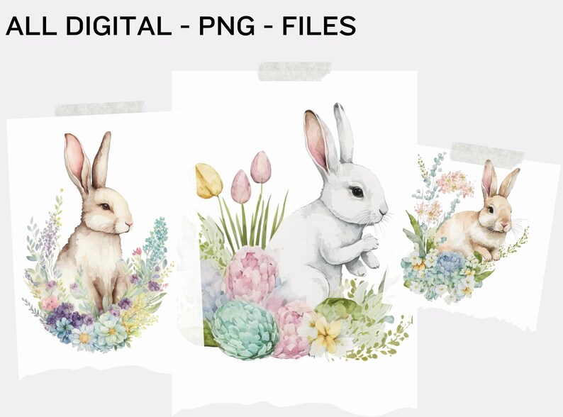 Set of 28 Watercolor Bunnies Clipart Spring Bunnies PNG - Etsy