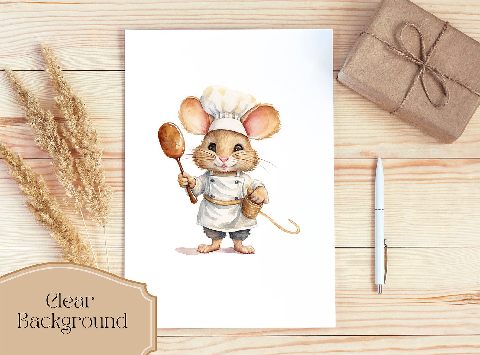 Set of 12, Mouse Chef Clipart 1, Mouse Chef PNG, Kitchen Clipart, Chef ...