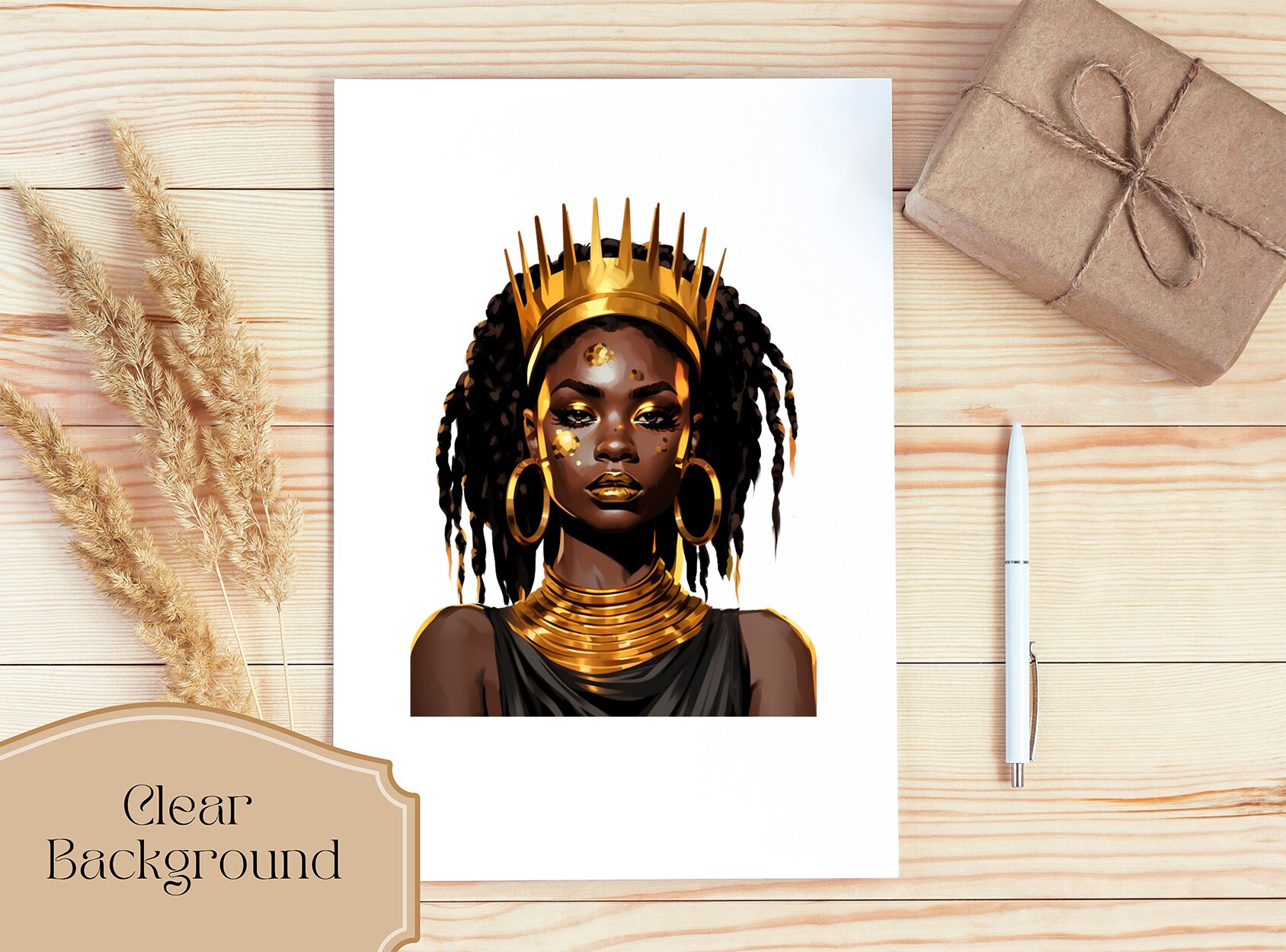 Set of 24, Afro Princess Clipart 2, African American Princess, Afro ...