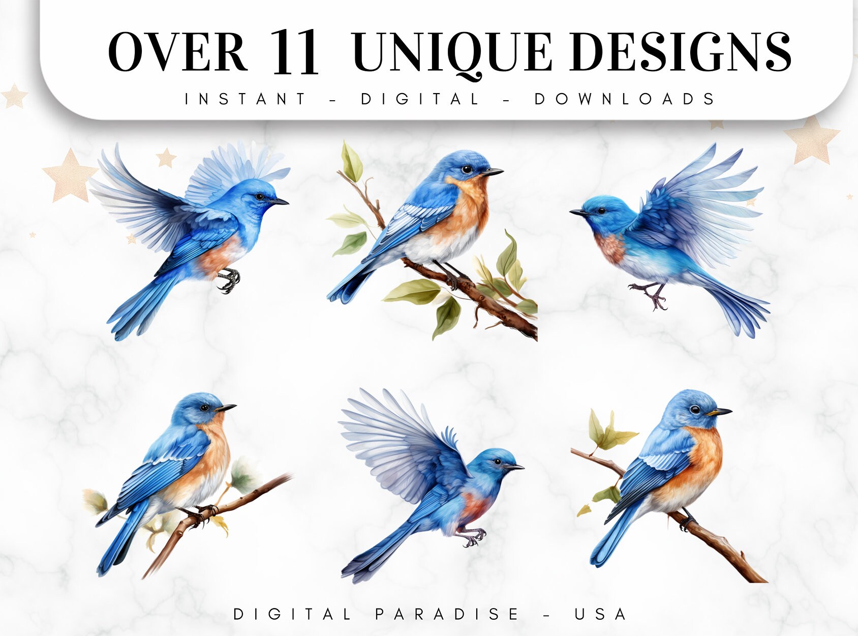 Set of 11, Watercolor Blue Bird Clipart, Bird PNG, Bird Clipart, Junk ...
