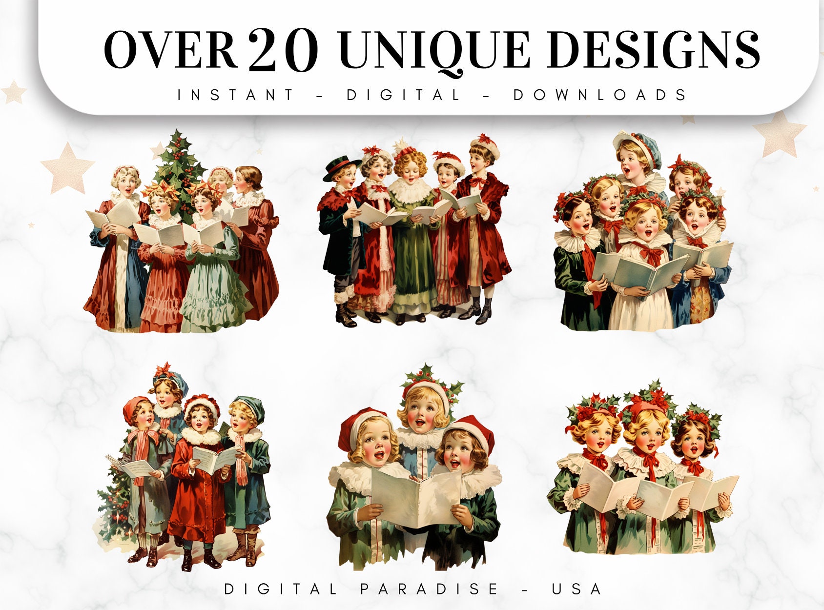 Set of 20, Christmas Carols Clipart, Christmas Clipart, Vintage Carol ...