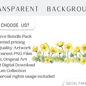 Set of 16, Watercolor Buttercup Frames Clipart, Buttercup Clipart ...