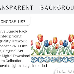 Set of 26, Tulips Wreath Clipart, Tulip PNG, Floral Frame Clipart ...