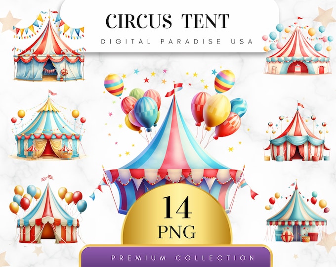 Vintage Circus Clipart Bundle and Digital Paper. PNG, SVG and EPS ...