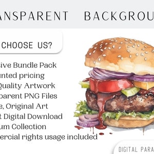 Set of 11, Watercolor Burger Clipart, Fast Food Clipart Bundle ...