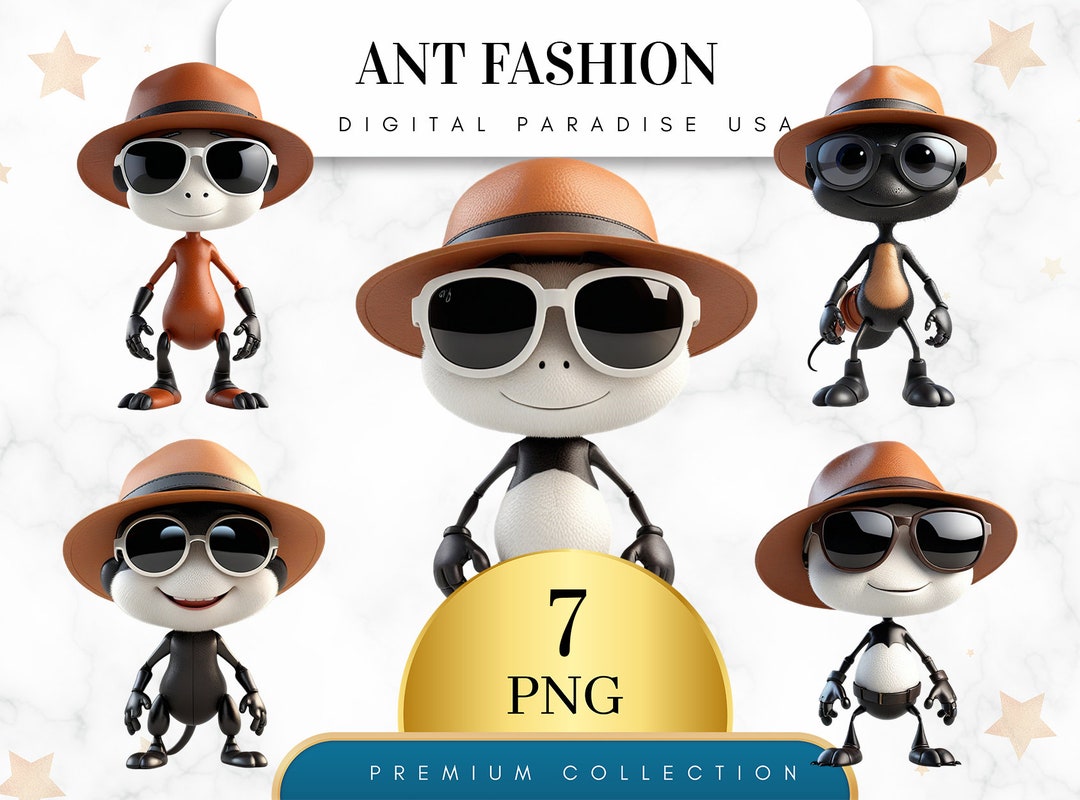 Set von 7, Ameise Mode Clipart, Ameise Bündel, süße Ameisen, Mode Junk ...