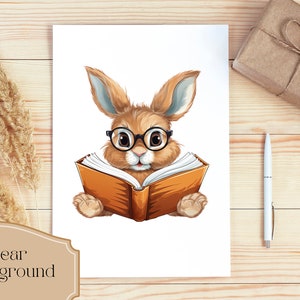 Set of 16, Animals With Books Clipart, Animal Reading Books, Book Lover ...
