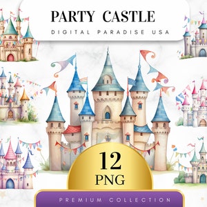 Set of 12, Party Castle Clipart, Fairy Tale Clipart, Birthday Party ...