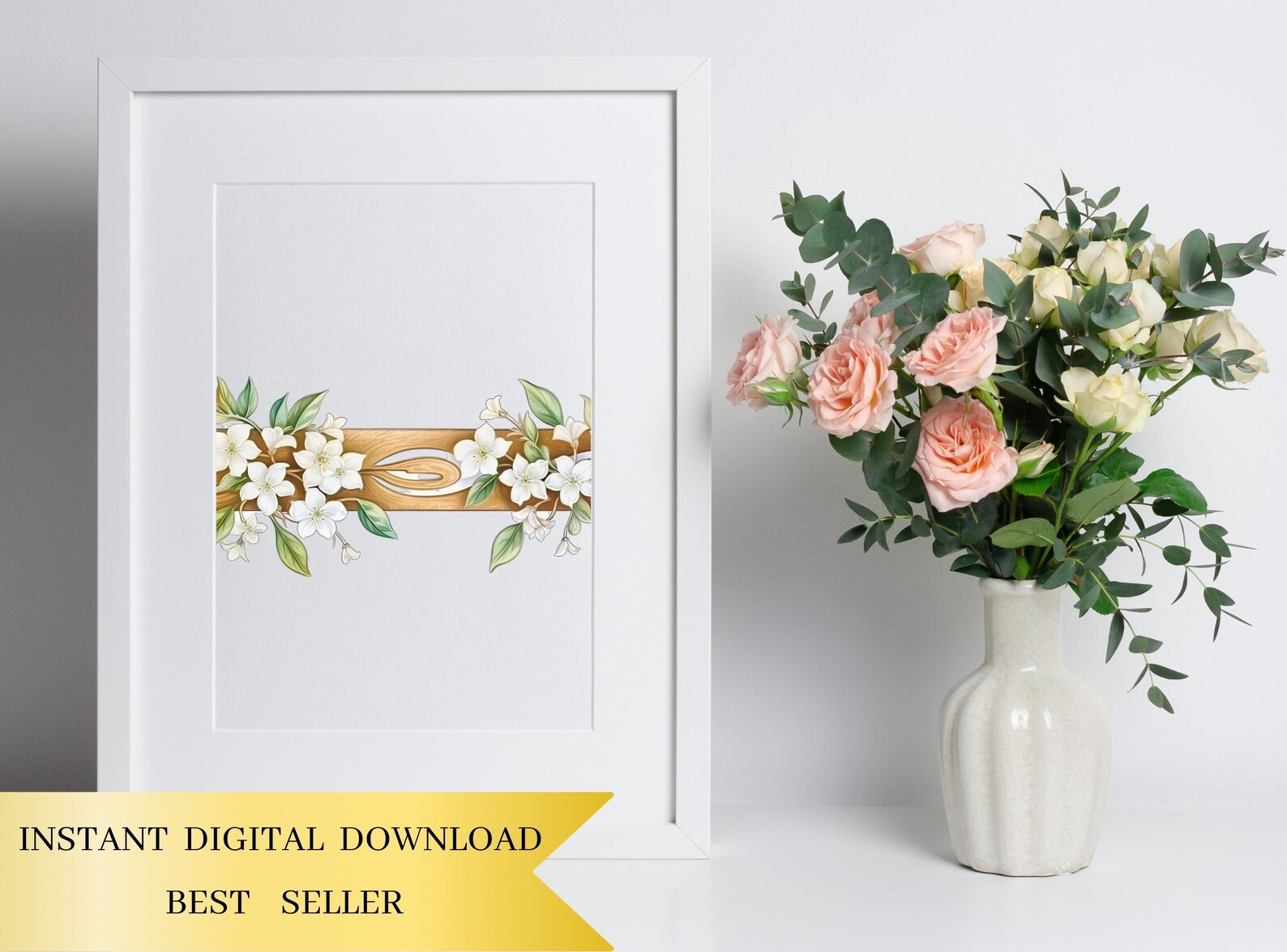 Set of 16, Jasmine Frames Clipart, Floral Frame Clipart, Watercolor ...