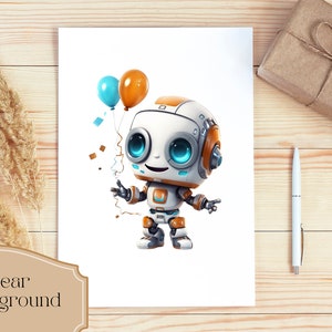 Set of 19, Party Robots Clipart, Robot PNG, Birthday Clipart, Robot ...