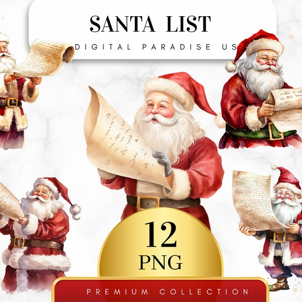 Santa List Clipart - Etsy