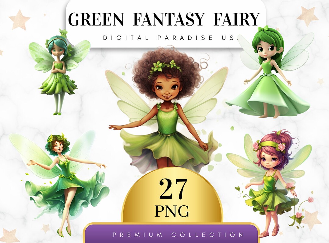 Set of 27, Green Fantasy Fairy Clipart, Fairy PNG, Fantasy Clipart ...